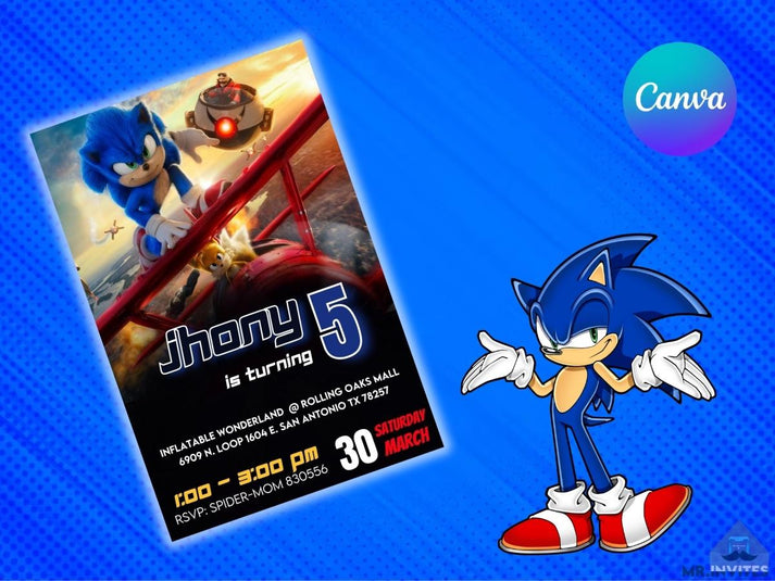 Amazing Sonic The Hedgehog Birthday Invitation | Digital, Customizable ...