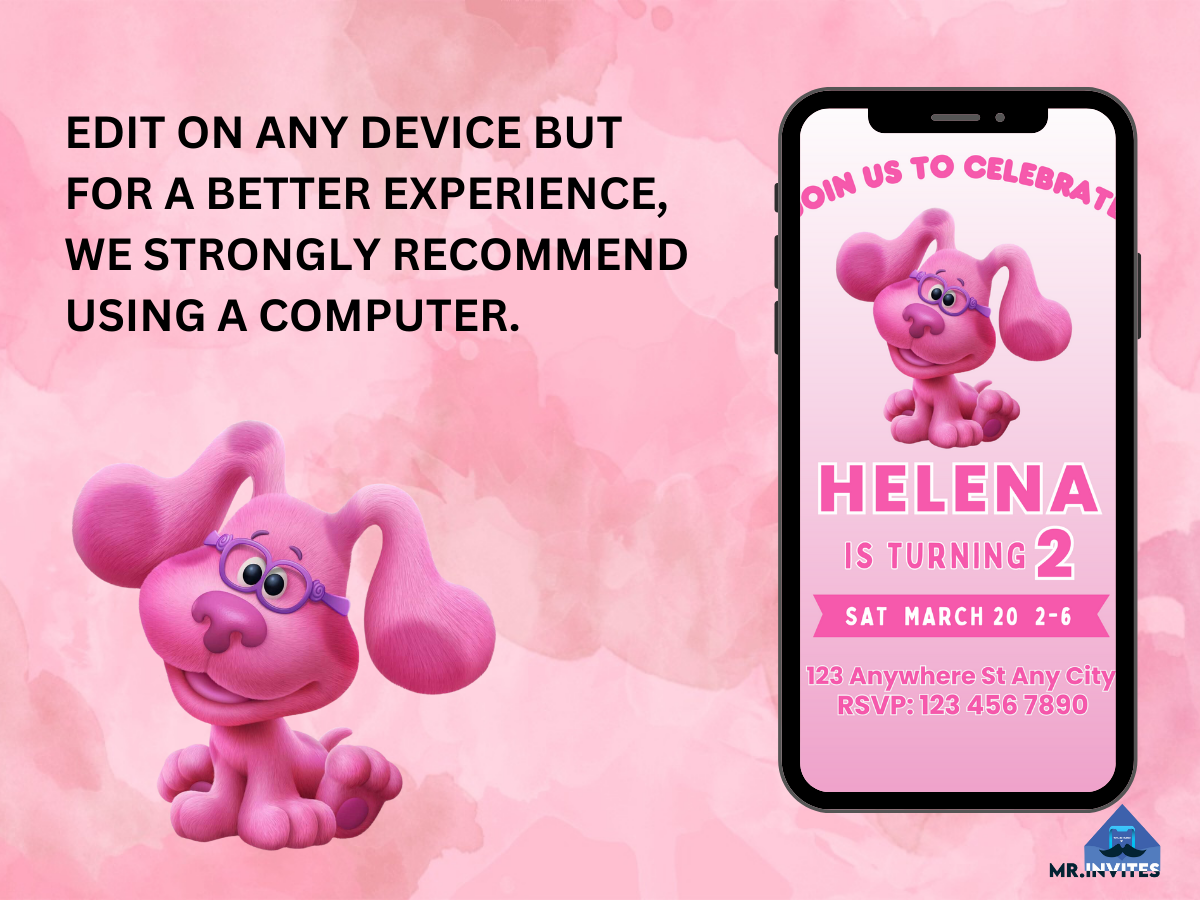 Blue's Clues Girl Digital Birthday Card Invitation | Personalized Kids ...