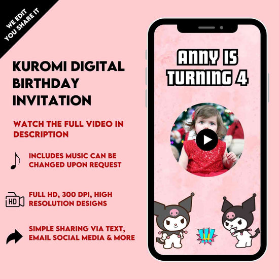Kuromi Birthday Animated Video Invitation - Cute and Trendy Designs fo ...
