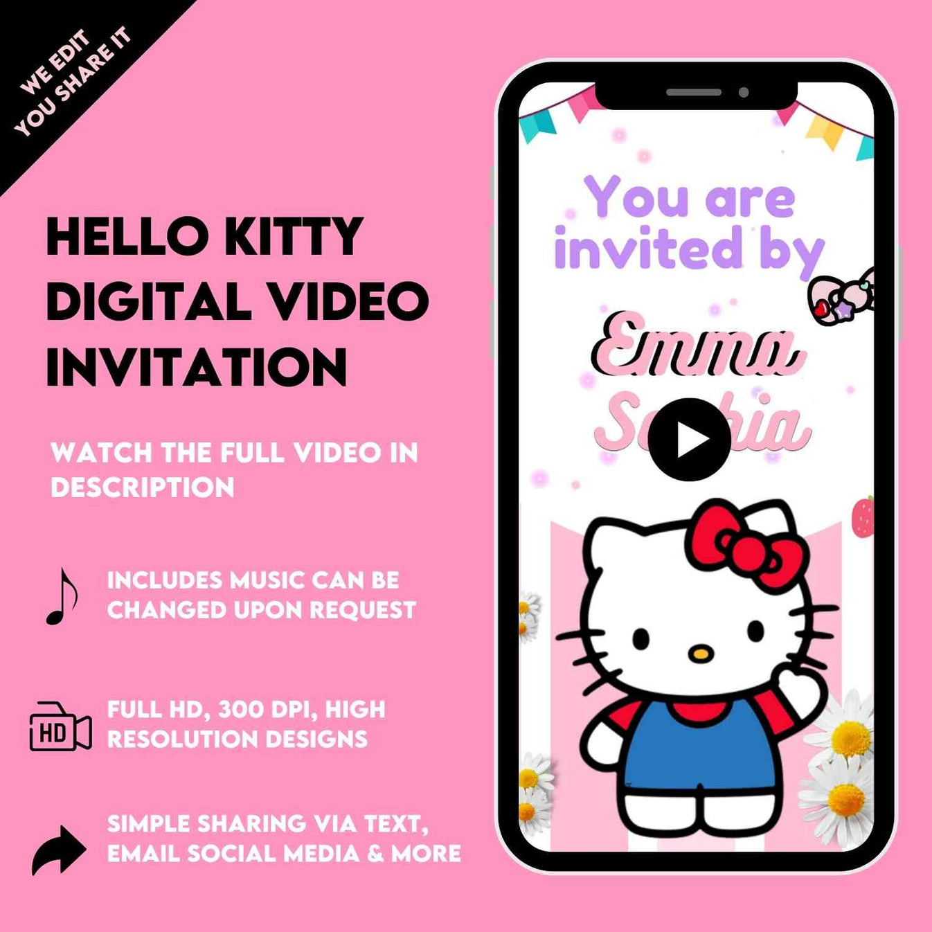 Hello Kitty Birthday Video Invitations | Hello Kitty Birthday Party Th ...