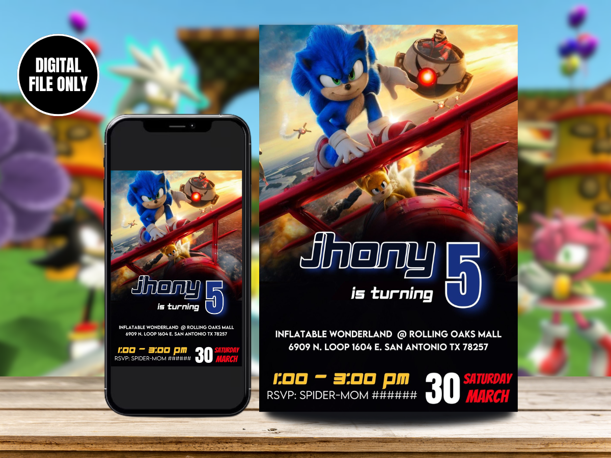 Amazing Sonic The Hedgehog Birthday Invitation | Customizable Invite ...