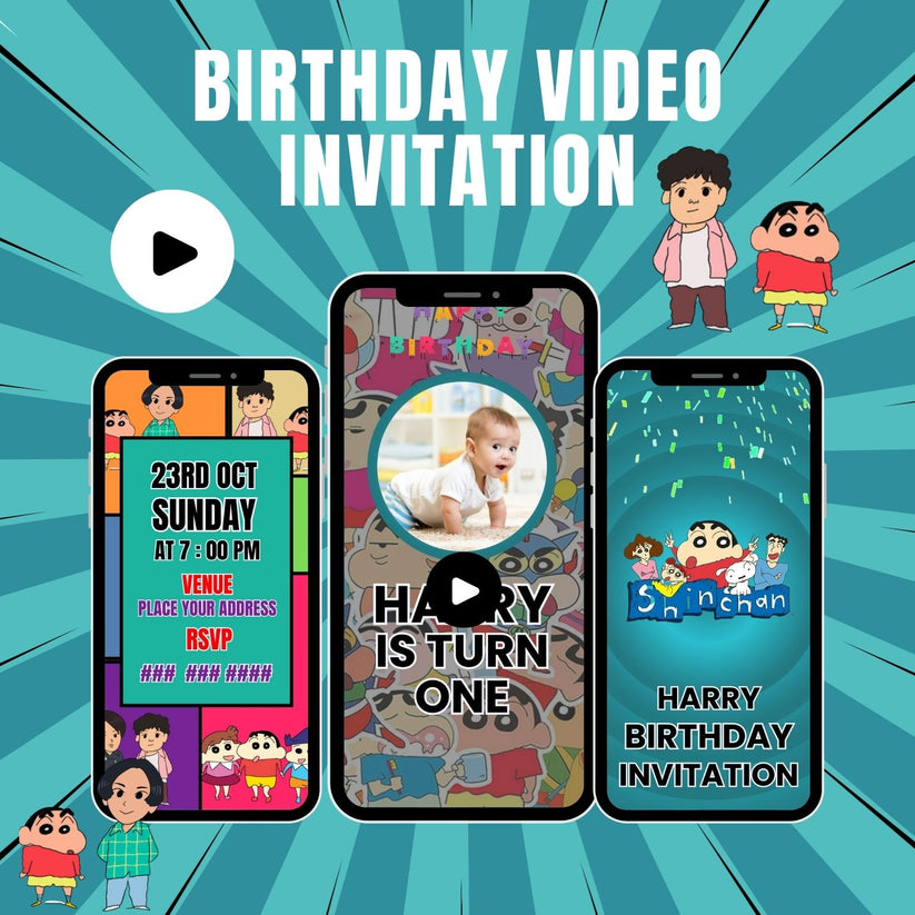 Animated Crayon Shin-chan birthday invitation | ShinChan Theme – Mr.Invites