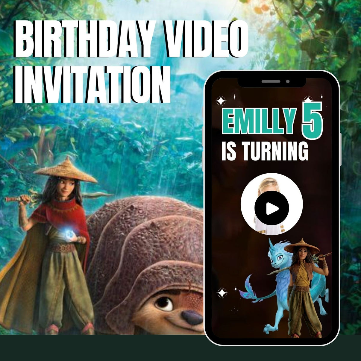 Animated Raya and the Last Dragon Birthday Video Invitation – Mr.Invites