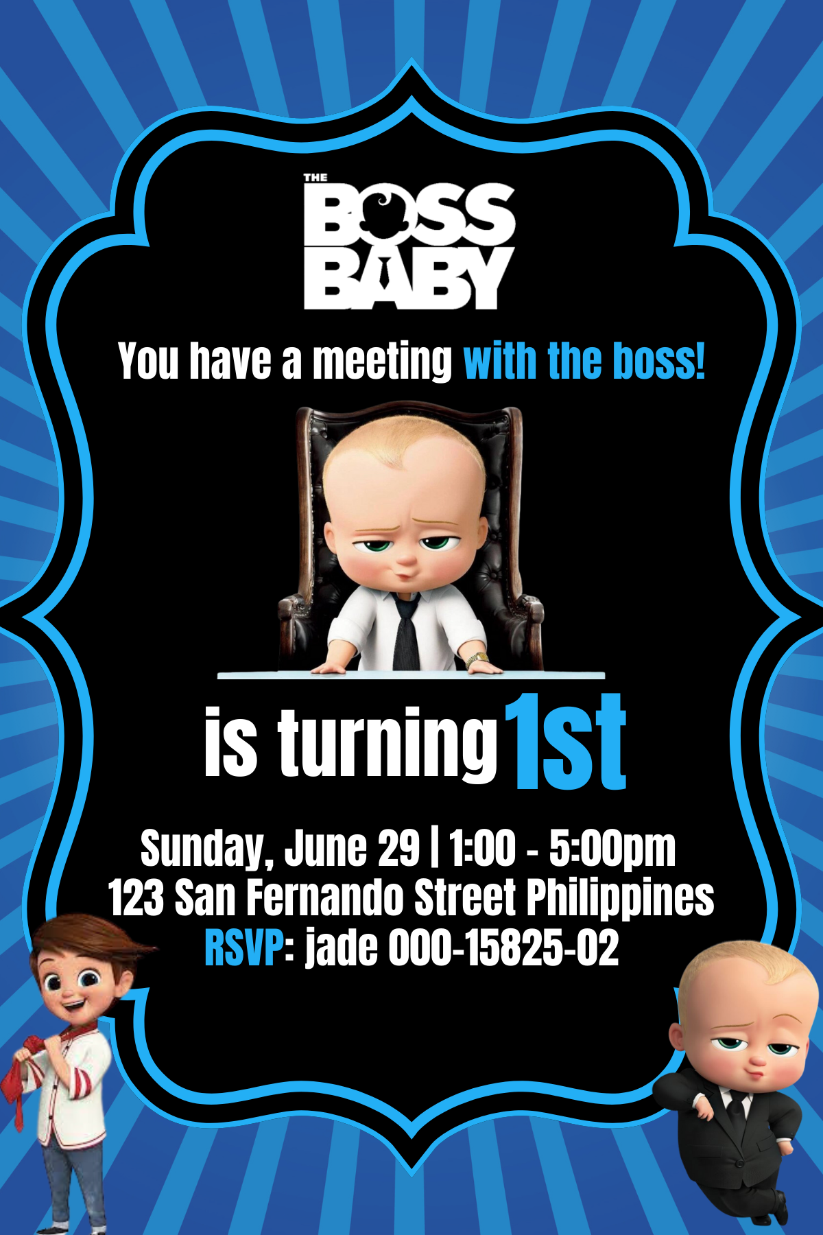 Digital Baby Boss Birthday Card Invitation | Baby Boss Digital Birthda ...