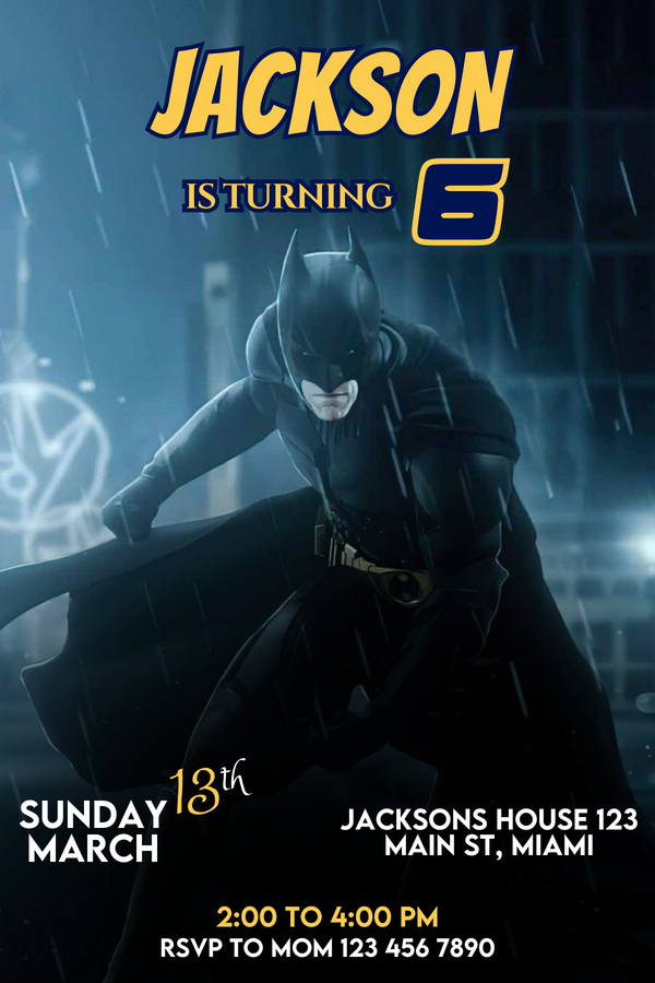 Batman Birthday Card Invitation - Superhero-Themed Party Invite | Pers ...