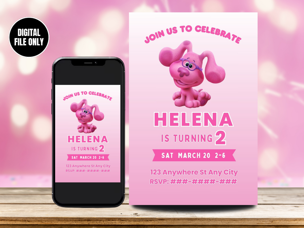 Blue's Clues Girl Digital Birthday Card Invitation | Personalized Kids ...