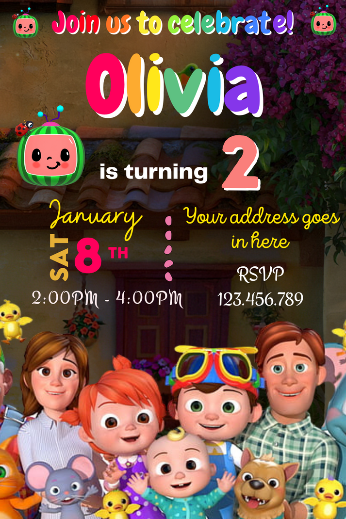 Cocomelon Birthday Party Invitations For Baby | Customizable Templates ...