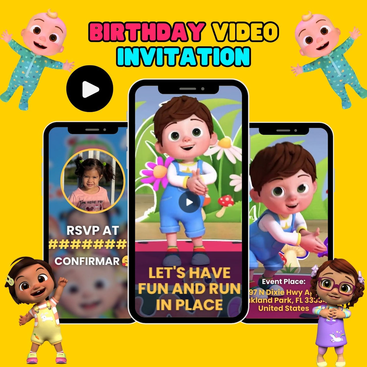 Cocomelon Birthday Video Invitation | Personalized Cocomelon Animated ...