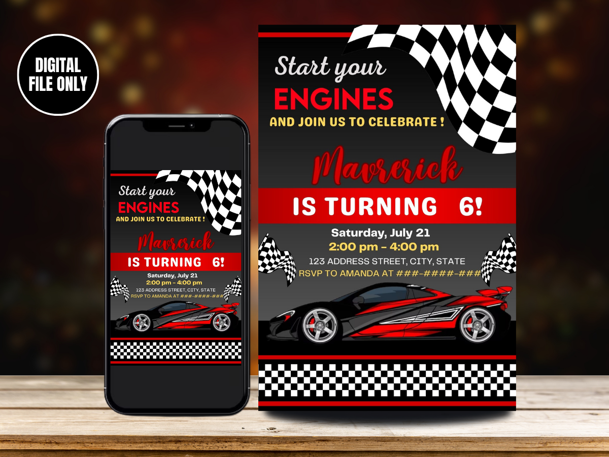 Custom Race Car Birthday Invitation | Personalized Digital Design – Mr ...