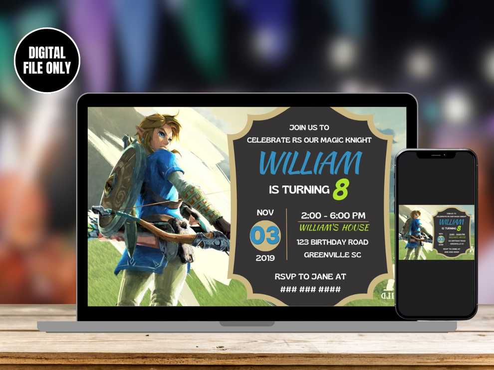 Customize Zelda Breath of the Wild Birthday Party Invitation – Mr.Invites