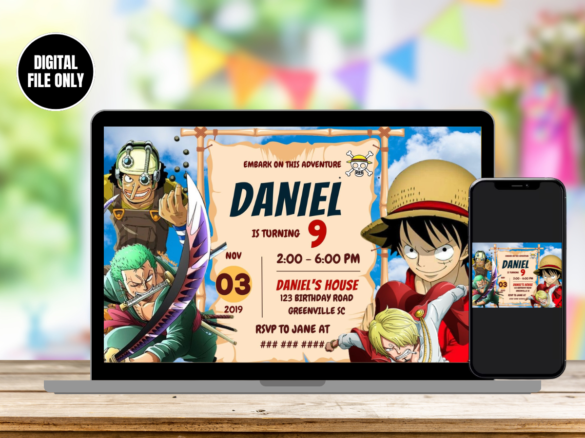 Digital One Piece Birthday Invitation | Customizable Pirate Adventure ...