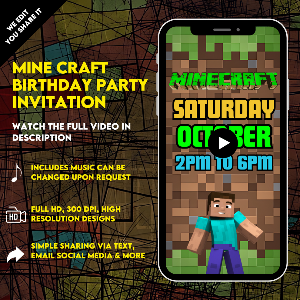 Immersive Minecraft Birthday Video Invitation | Create an Epic Celebra ...