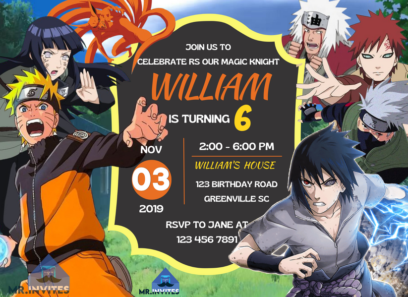 Naruto Birthday Party Invitation - Celebrate with Ninja Fun! – Mr.Invites