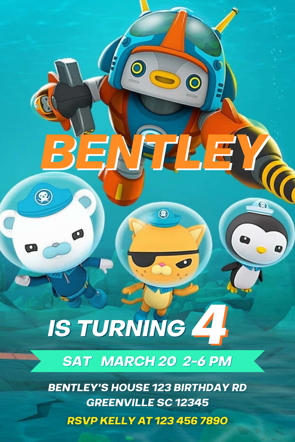 Octonauts Birthday Card Invitations - Underwater Adventure Theme | Per ...