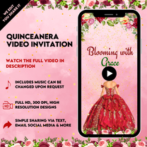 Quinceanera Animated Video Invitation - Burgundy Floral & Gold Quincea ...