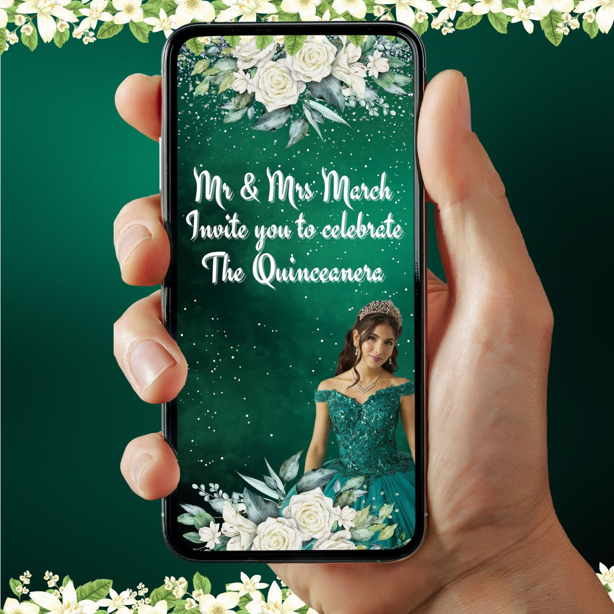 Quinceanera Animated Video Invitation - Quinceanera Emerald Green Them ...