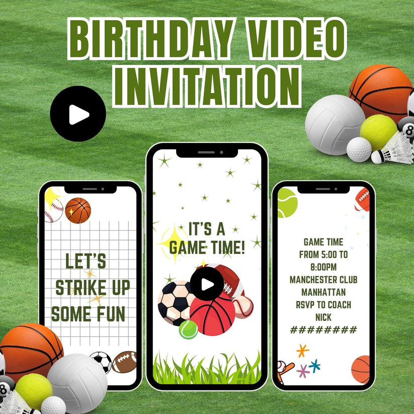 Sports Birthday Video Invitation - Animated Sports Birthday Invite - D ...