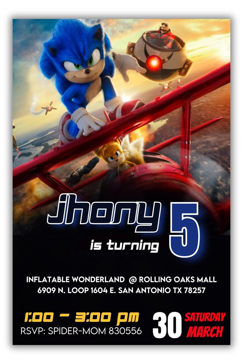 Amazing Sonic The Hedgehog Birthday Invitation | Customizable Invite ...