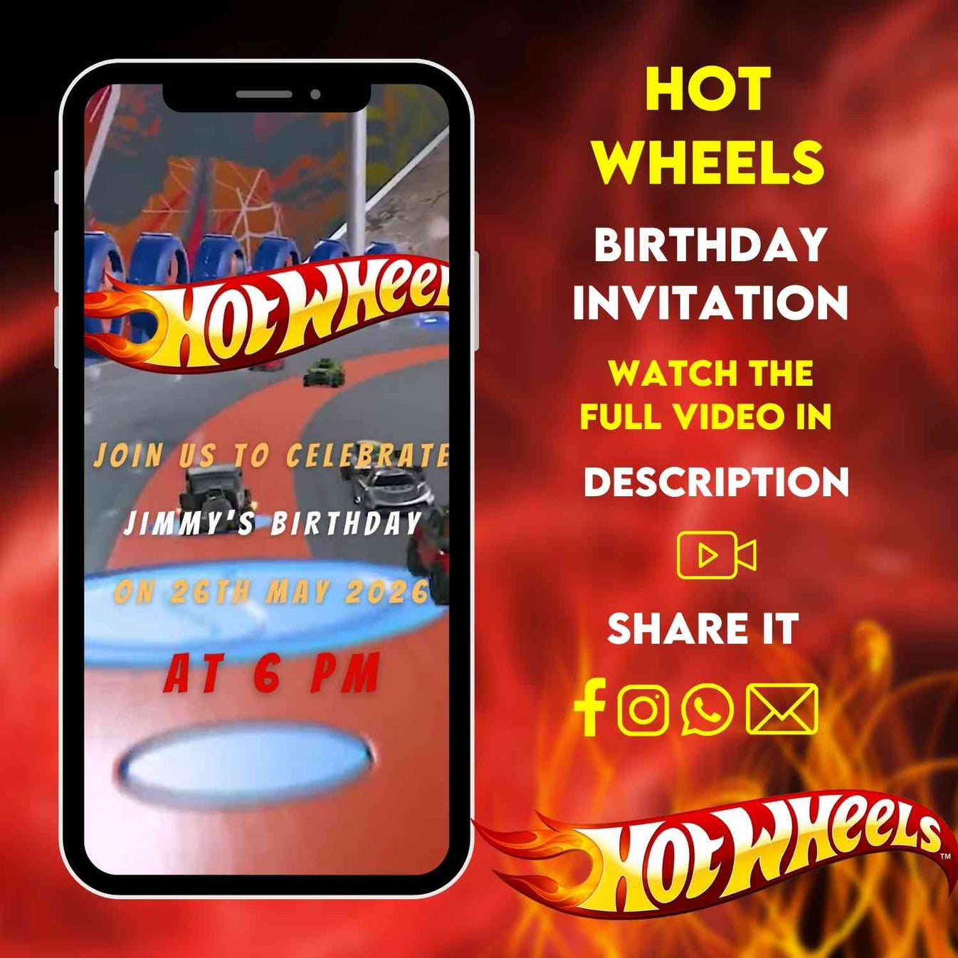 Rev up the Fun! Hot Wheels Birthday Party Video Invitation – Mr.Invites