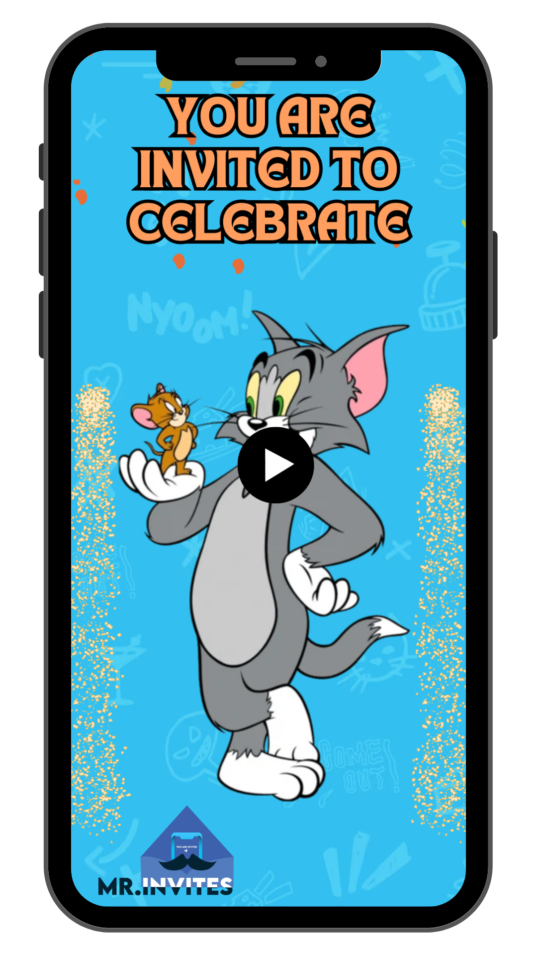 Animated Tom and Jerry Birthday Invitation | Tom&Jerry Birthday Invite ...