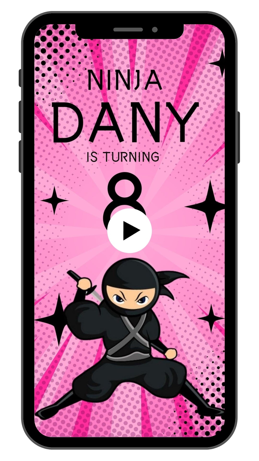 Pink-themed Party Invite: Ninja Girl's Birthday Video Invitation – Mr ...
